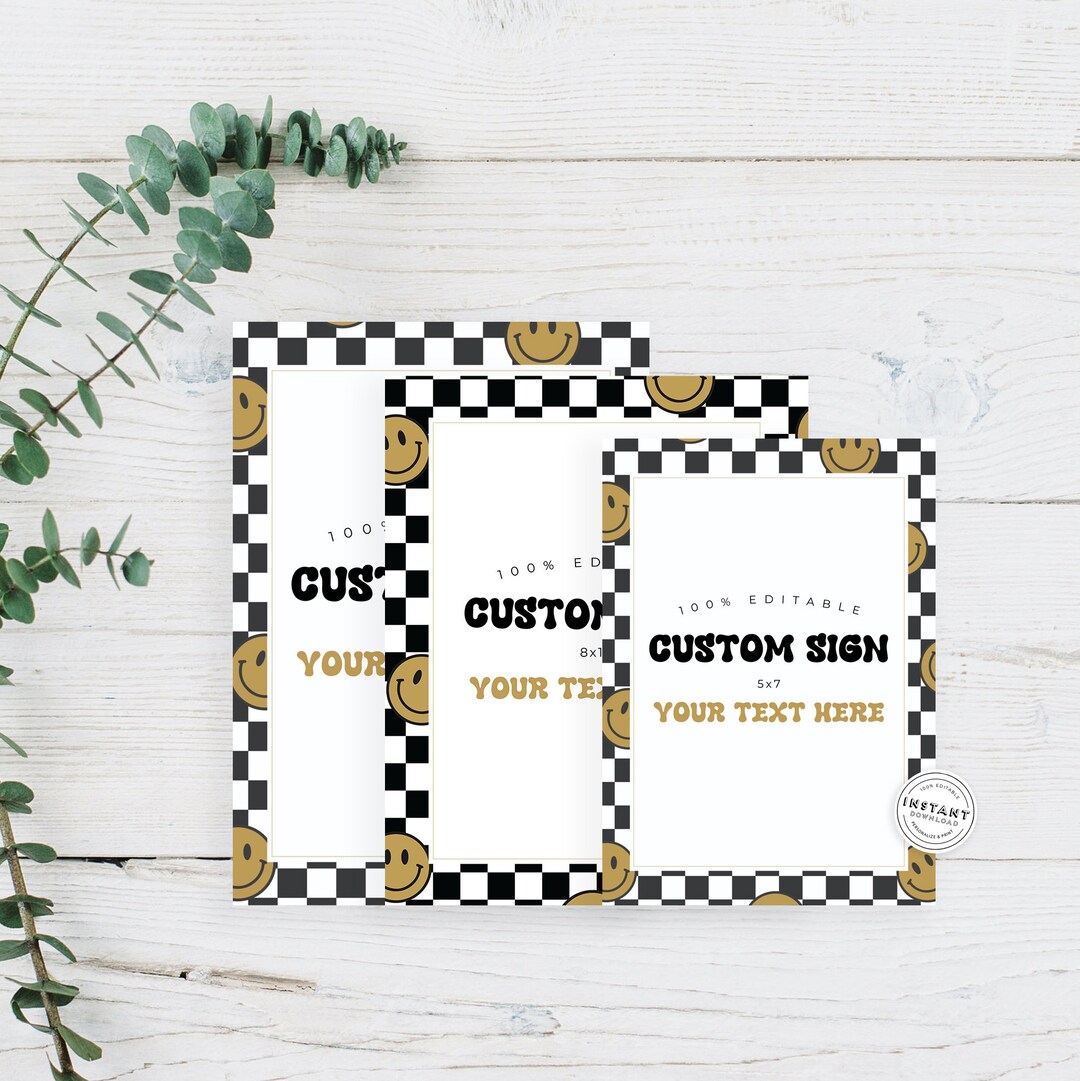 One Happy Dude Custom Signs 8x10 8.5x11 and 5x7 | Smiley Checkered ...