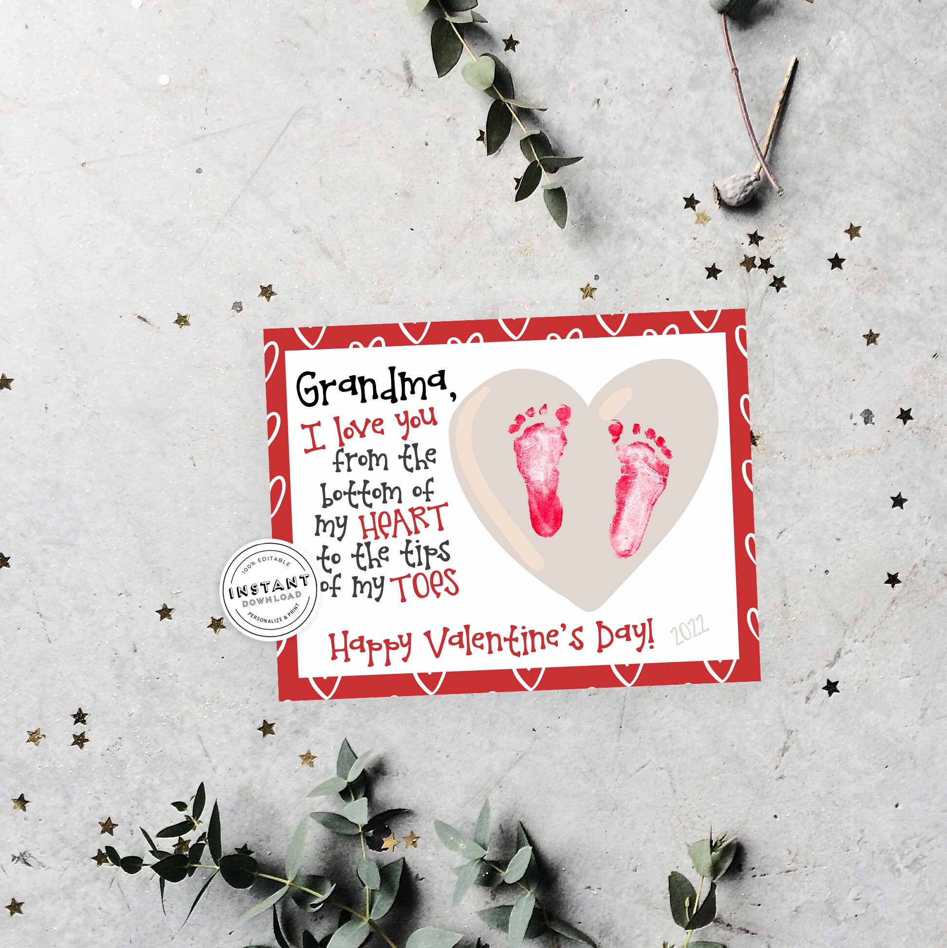 EDITABLE Bottom of My Heart Tips of My Toes Craft Footprint - Etsy