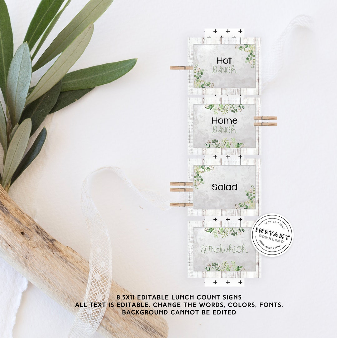 Farmhouse Lunch Count Clip Chart for Classroom or Home | Student Lunch ...