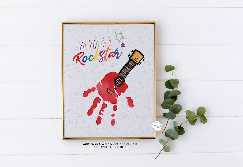 My Dad is A Rockstar Handprint Craft | Guitar Dad Gift | My Dad Rocks ...