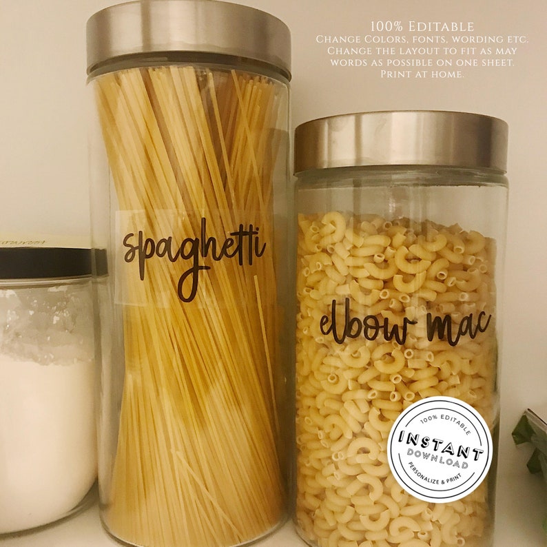 Hand Letter or Cursive Kitchen Labels Labels for Kitchen - Etsy