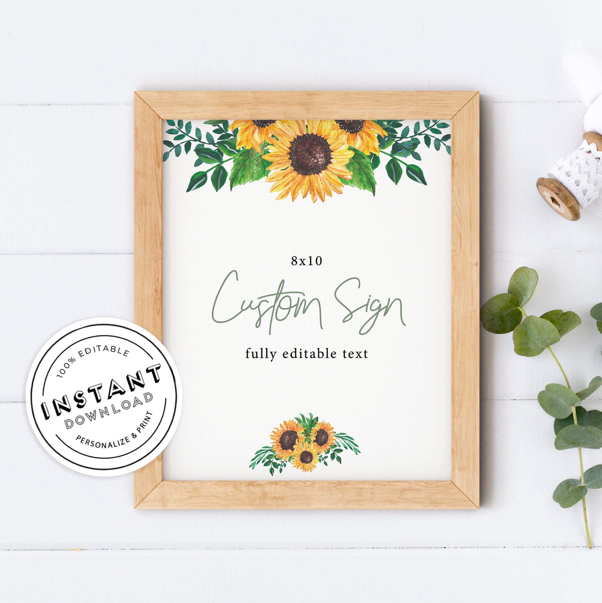 Custom Sunflower 8x10 Sign Editable Sunflower Wedding Sign | Etsy