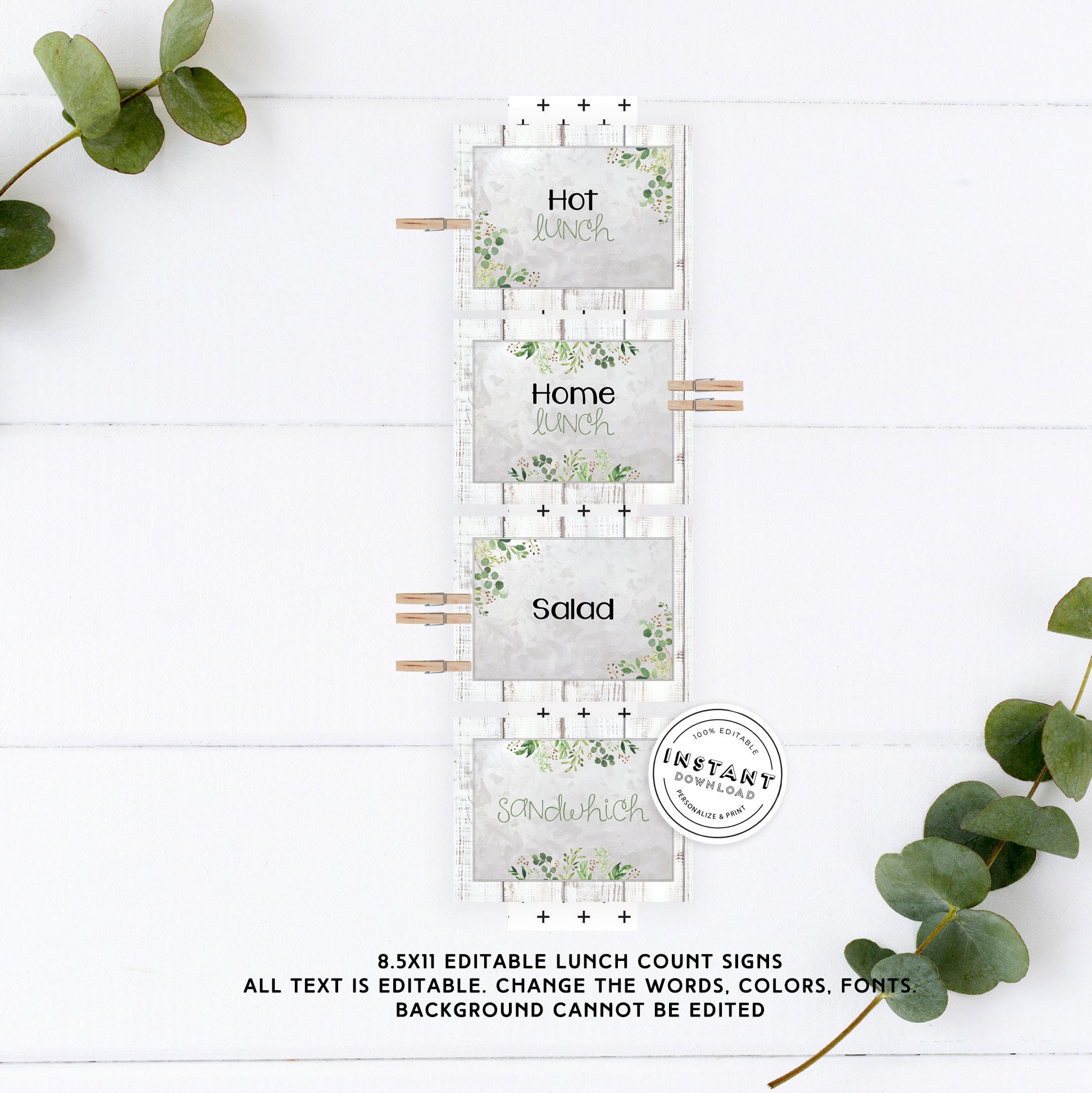 Farmhouse Lunch Count Clip Chart for Classroom or Home - Etsy