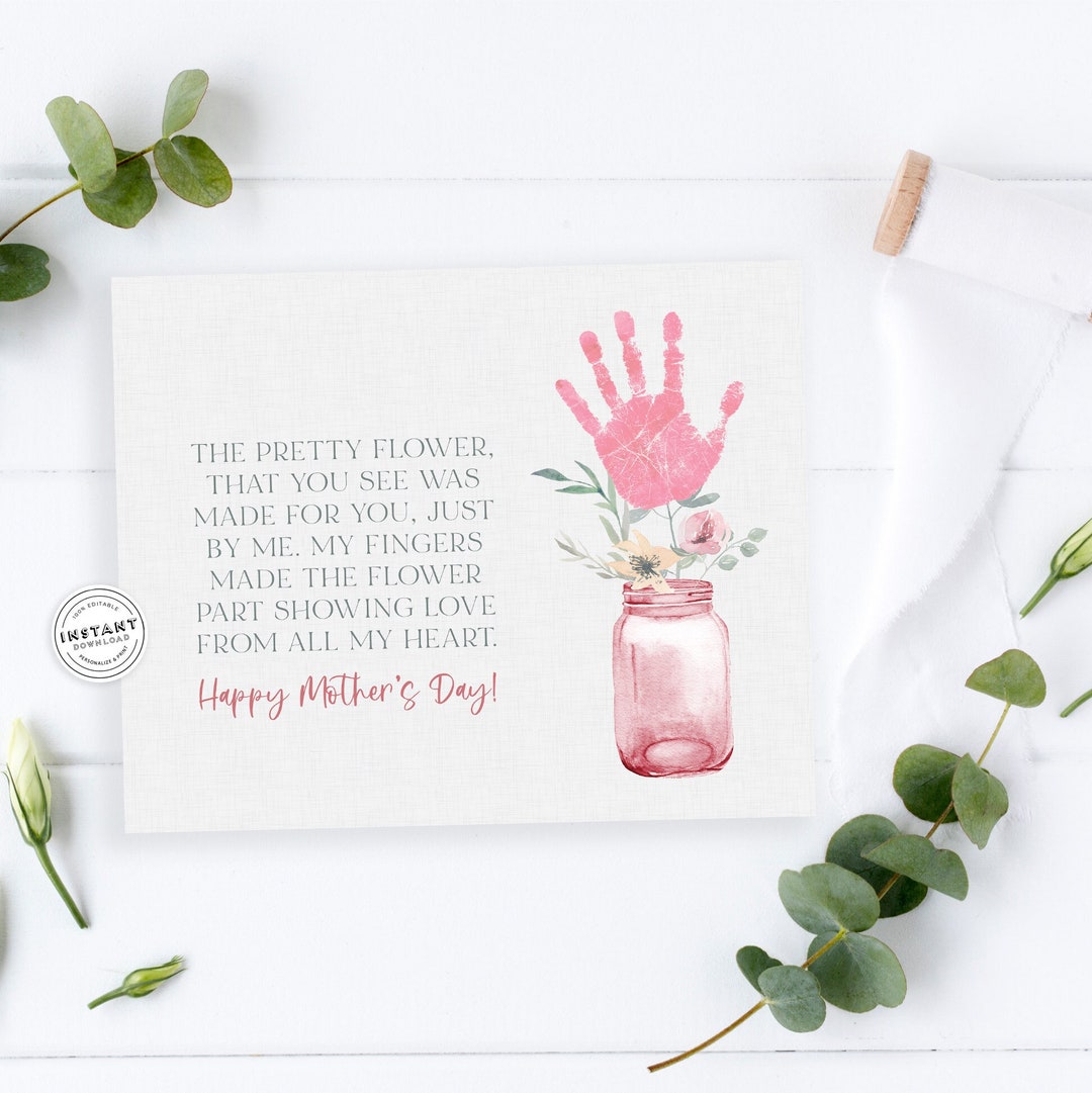 Mothers Day Vase Handprint Craft | Happy Mother's Day | Mothers Day ...