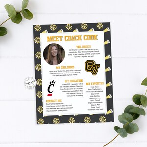 Meet the Coach Cheer Template Coach Introduction Form Editable Meet the ...