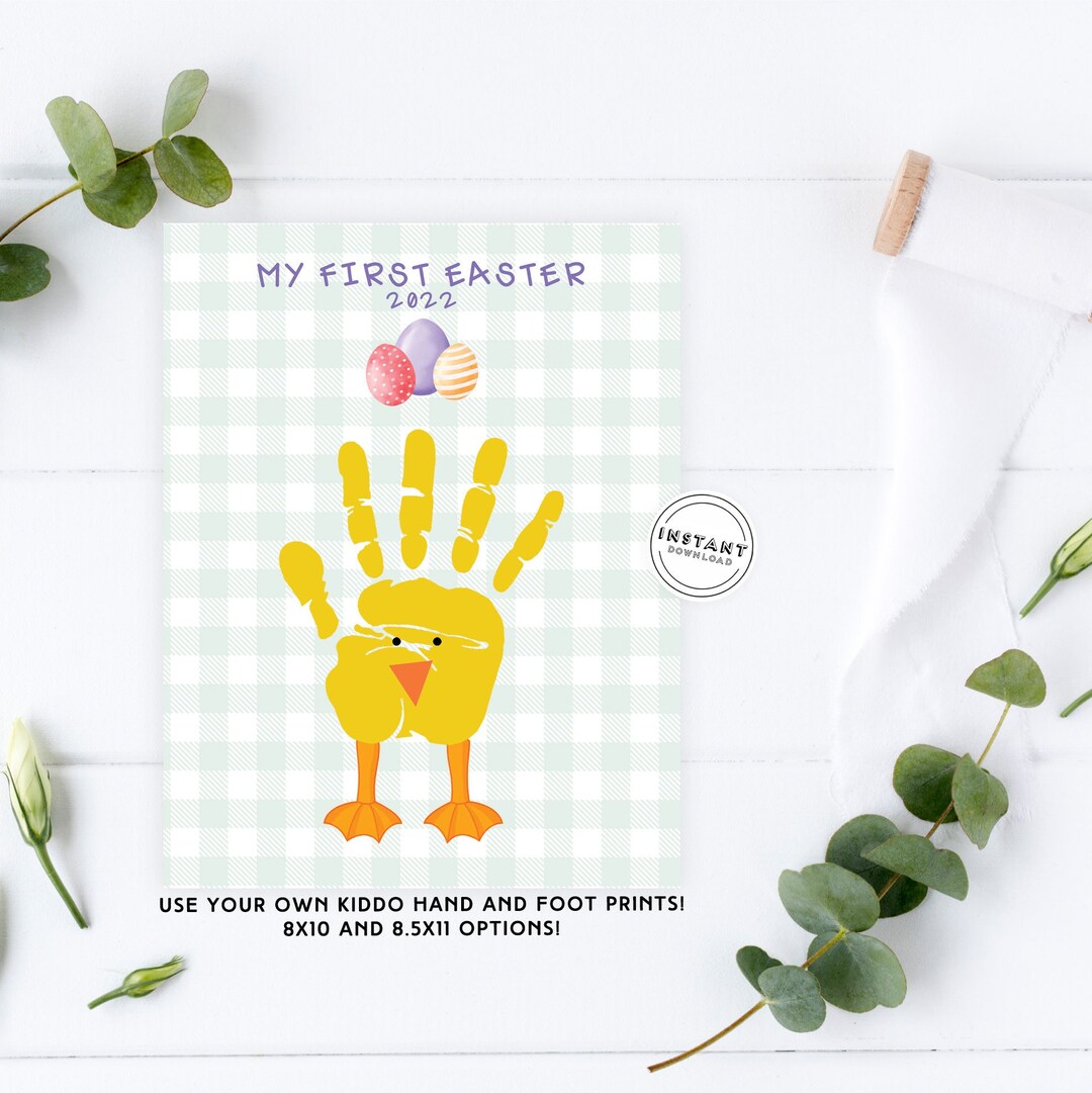 My First Easter Handprint Chick Art | Hand Print Craft for Kids | Baby ...