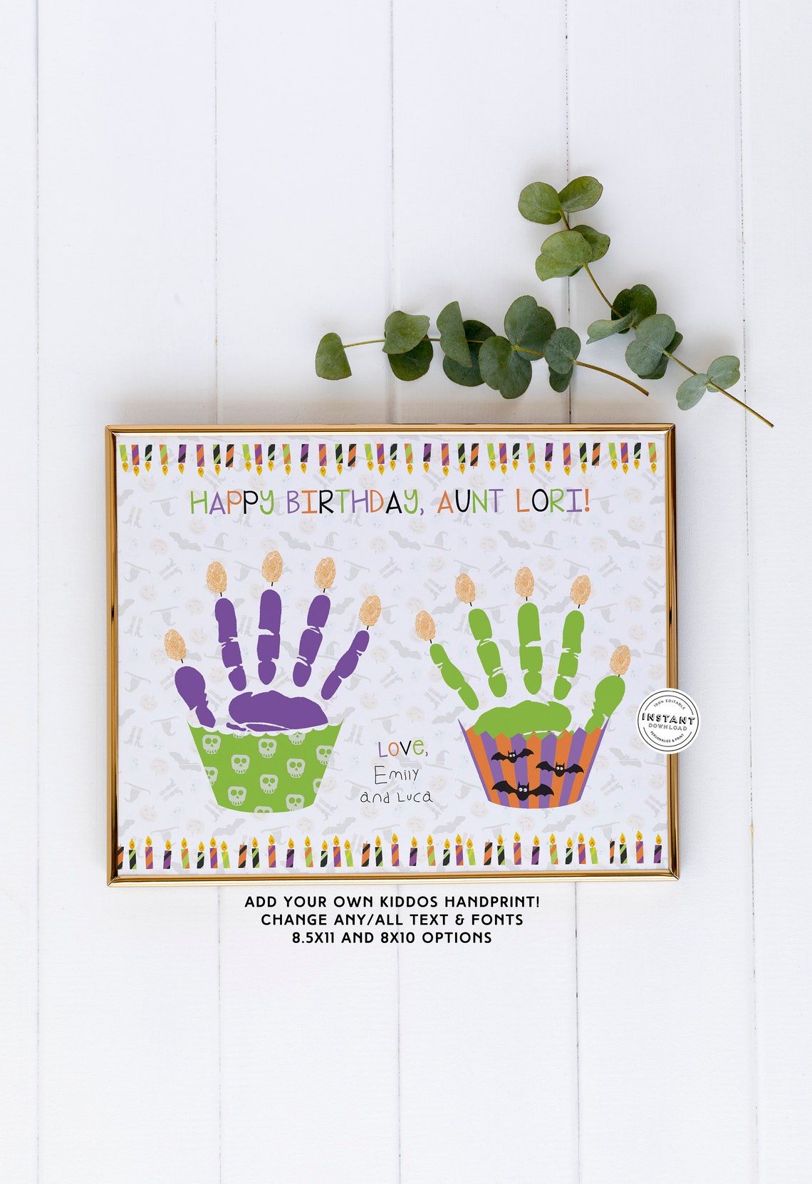 EDITABLE Halloween Happy Birthday Cupcake Handprint Craft - Etsy