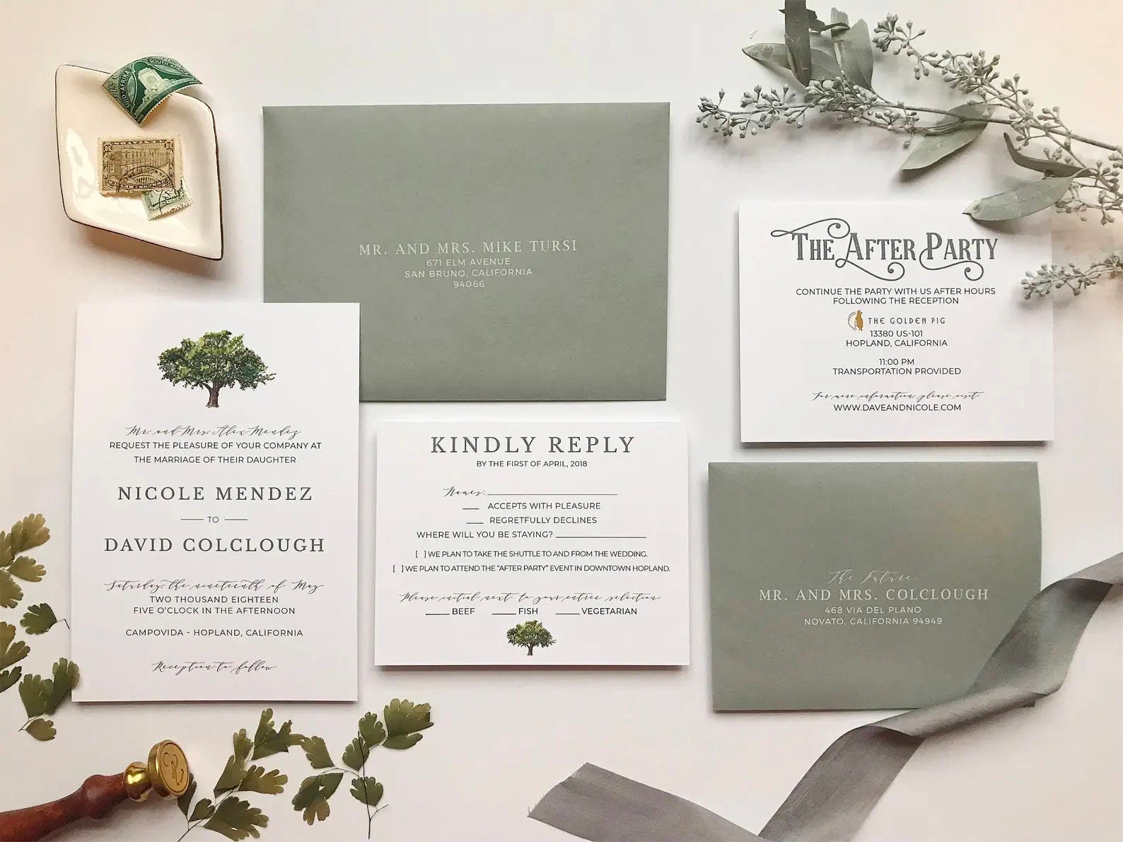 Oak Tree Motif Rustic Wedding Invitation Instant Download - Etsy