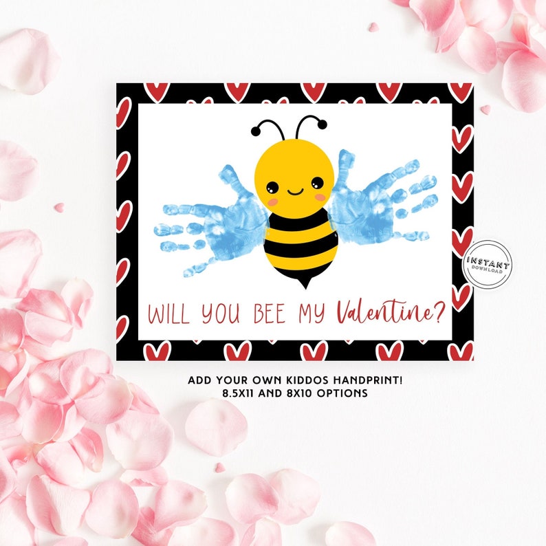 Bee My Valentine Handprint Craft Happy Valentine's Day - Etsy
