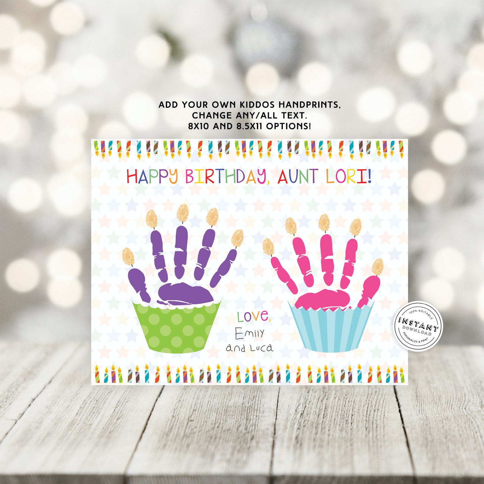 EDITABLE Happy Birthday Cupcake Handprint Craft Birthday - Etsy