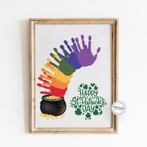 St. Patrick's Day Rainbow Handprint Craft | Rainbow Handprint Art | Pot ...