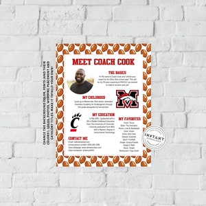 Meet the Coach Football Template | Coach Introduction Form | Editable ...