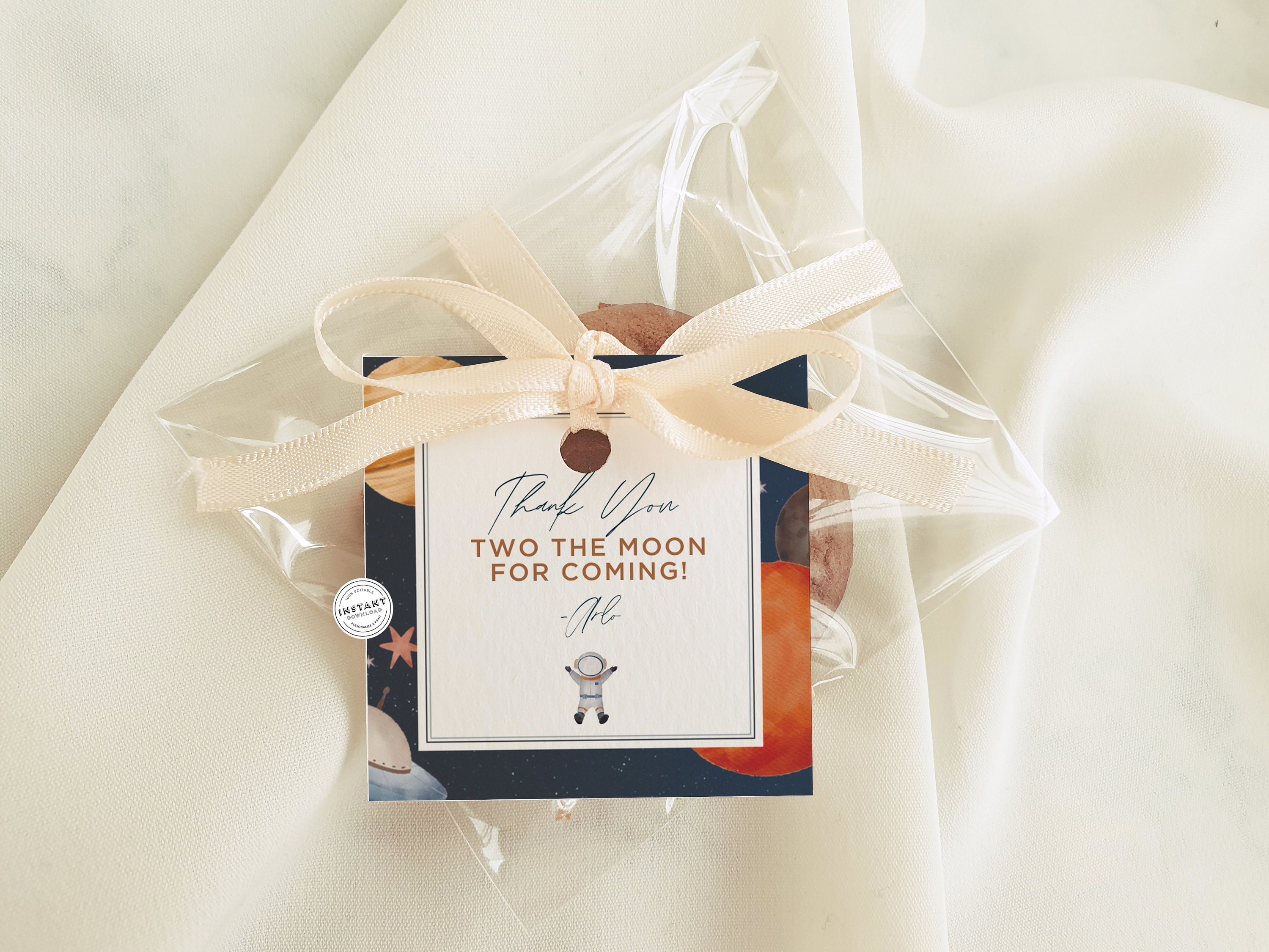 Two the Moon Square Gift Tag Birthday Square Tag 2nd | Etsy