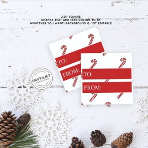 Candy Cane Christmas Gift Tag | DIY Holiday Square Gift Tags | Cute ...