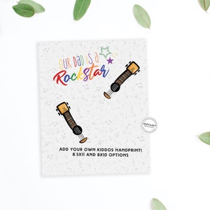 Our Dad is A Rockstar Handprint Craft | Guitar Dad Gift | My Dad Rocks ...