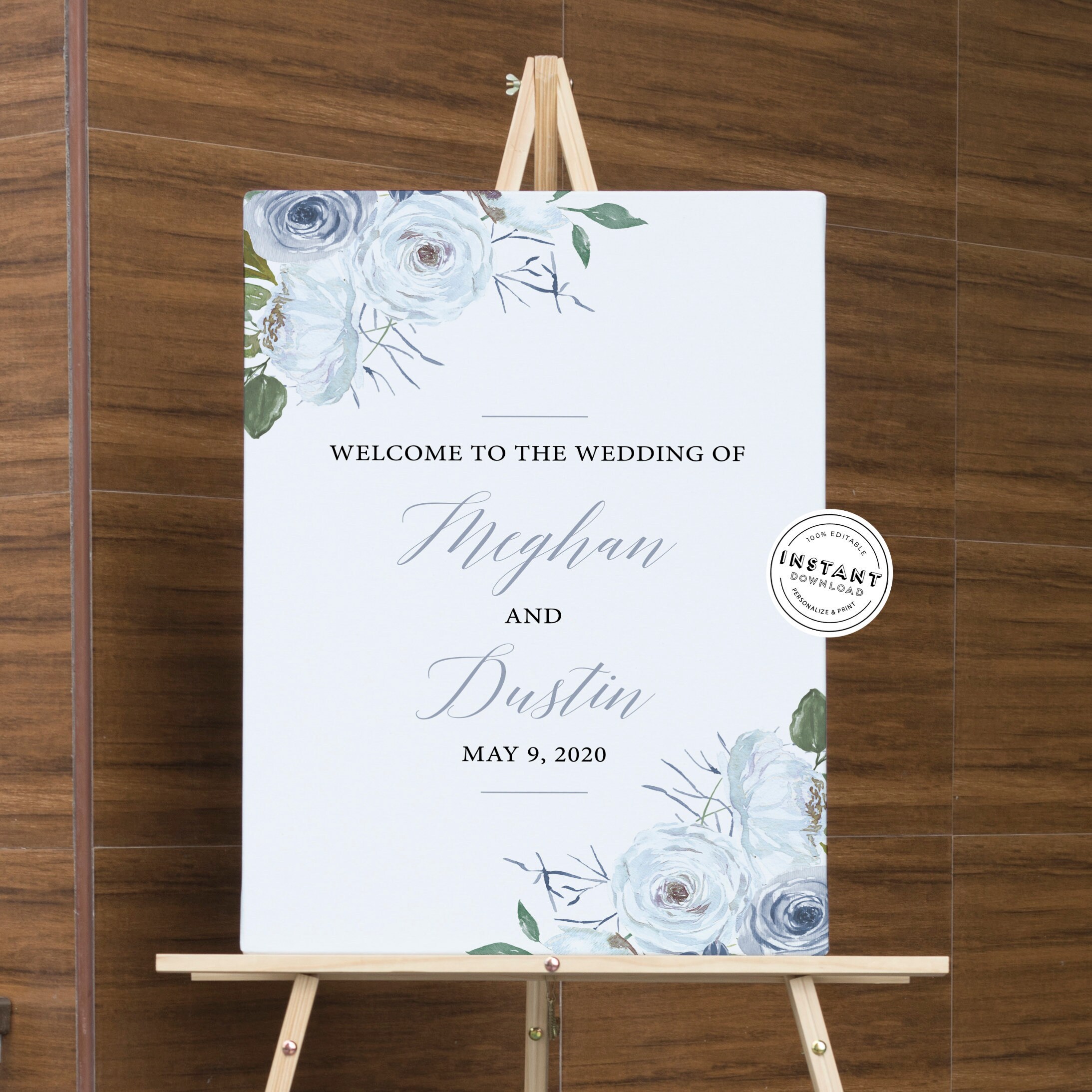 Dusty Blue Wedding Welcome Sign Instant Download | French Blue Welcome ...