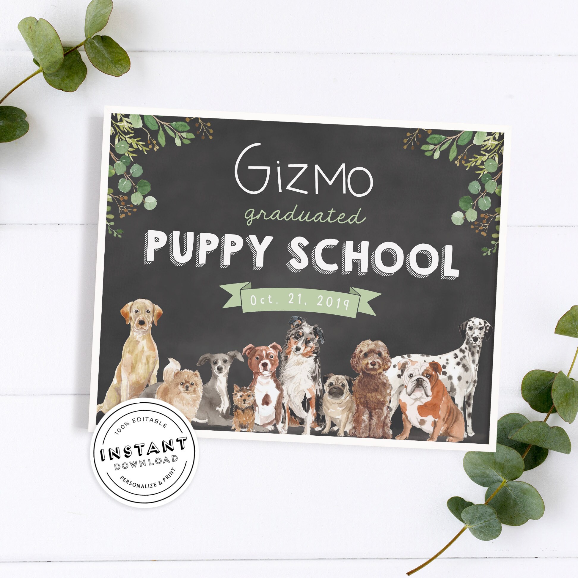 Chalkboard First Day of School Sign Printable | Floral Back to School ...