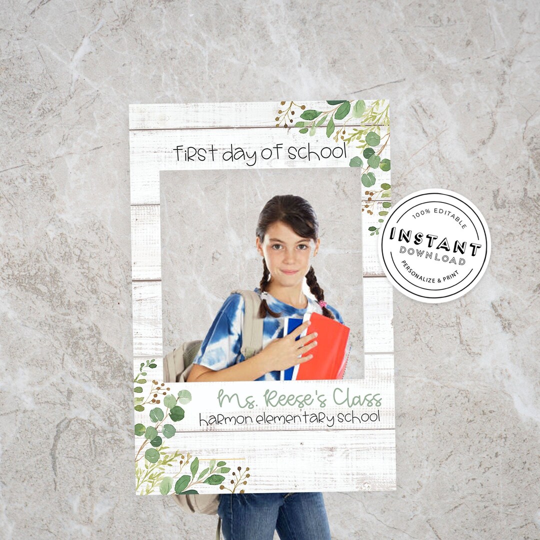 School Photo Booth Frame | INSTANT DOWNLOAD Photo Prop | First Day of ...