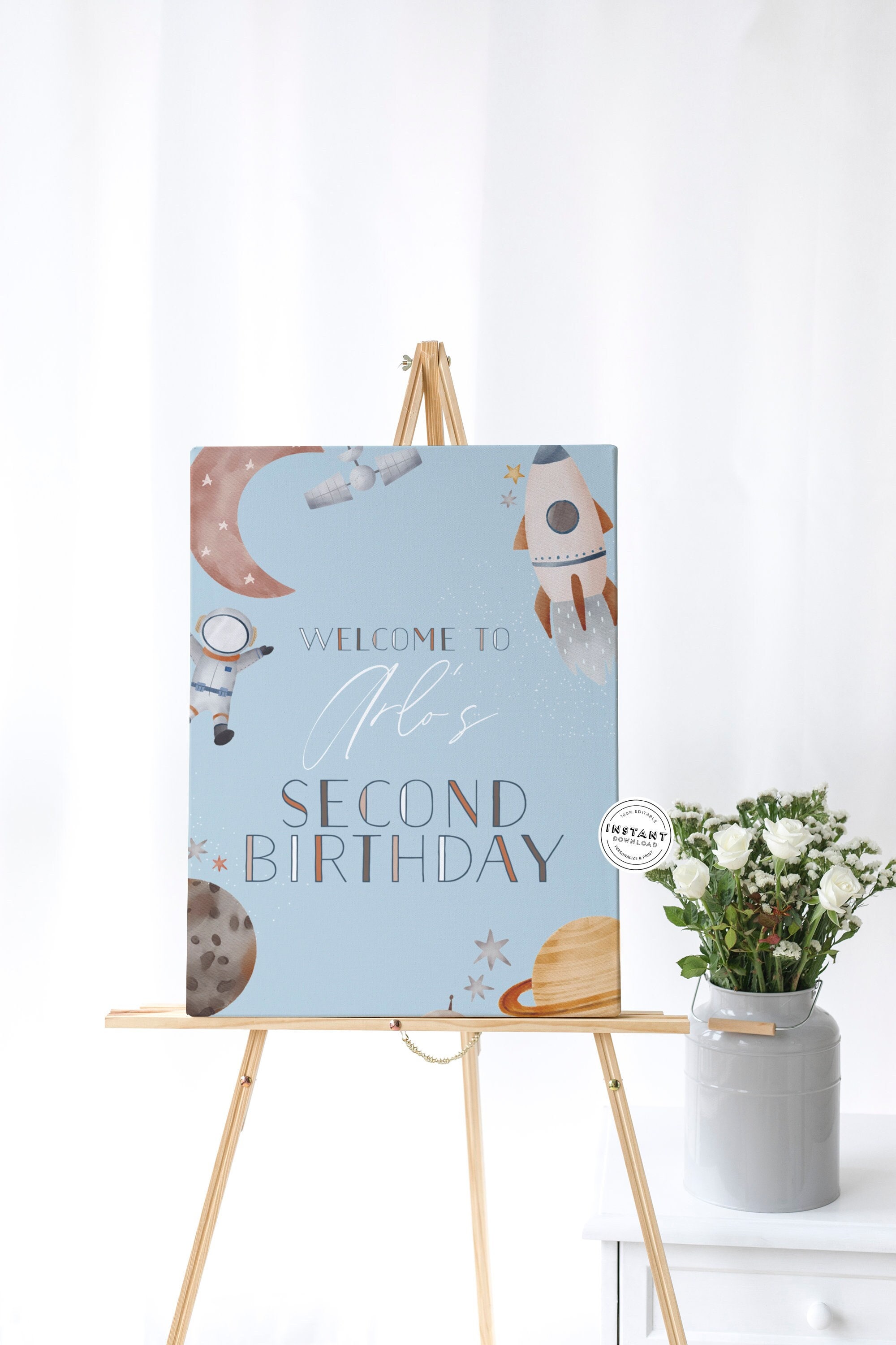 Light Blue Two the Moon Welcome Sign Birthday Welcome Sign | Etsy