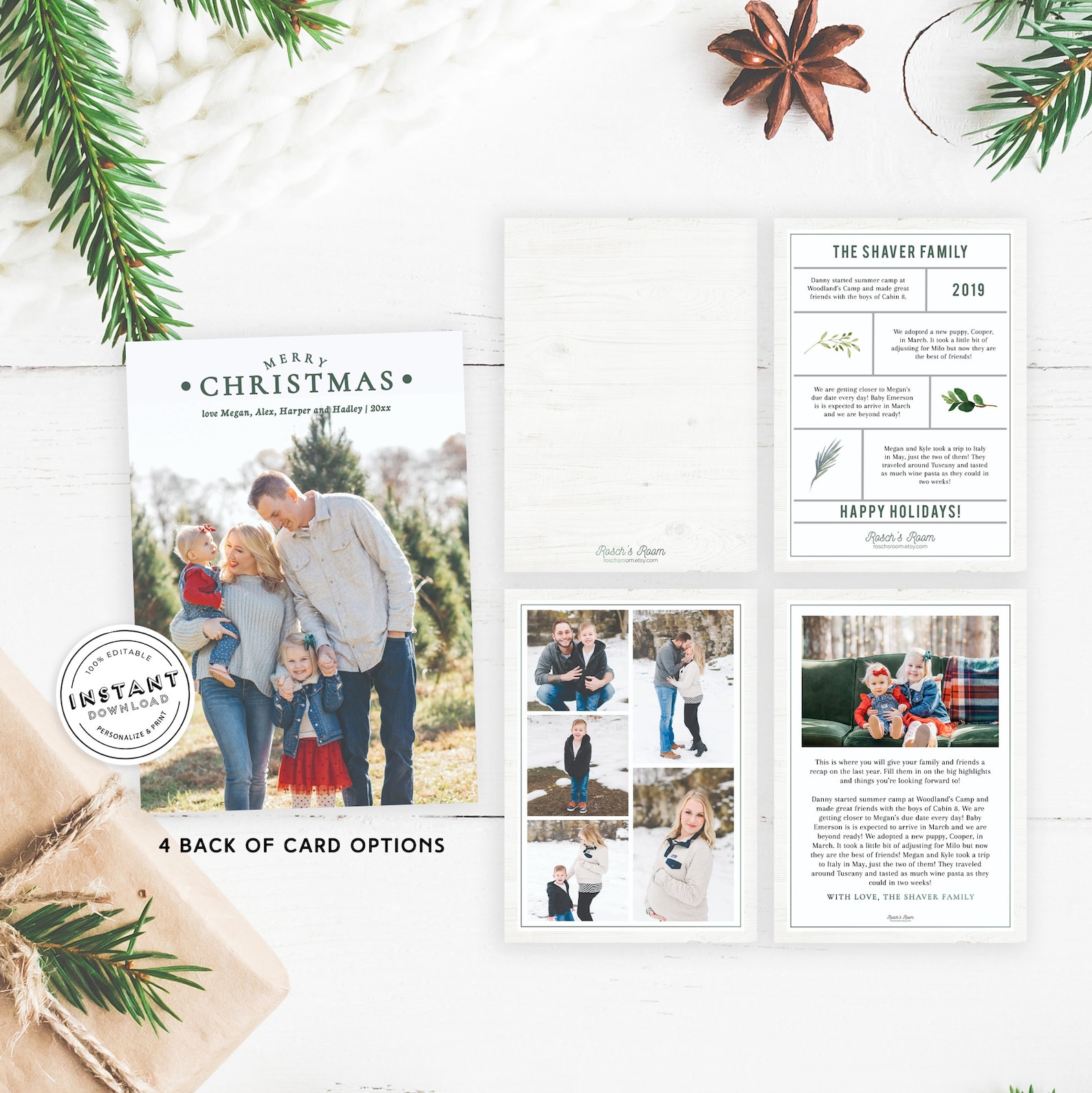 Class Christmas Card With Family Photos and Year Recap - Etsy