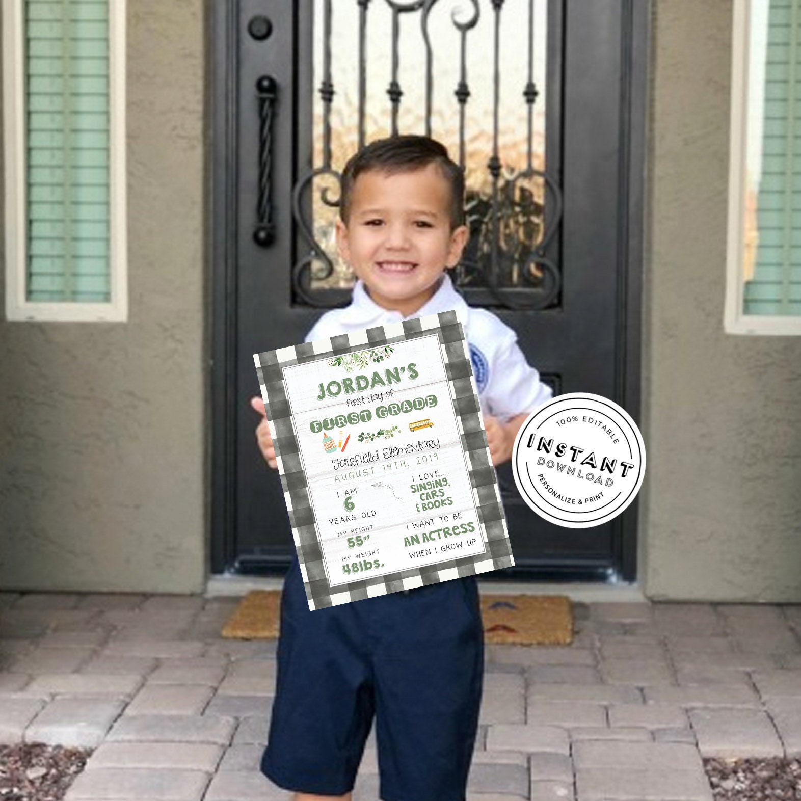 Farmhouse First Day of School Sign Printable Download First | Etsy