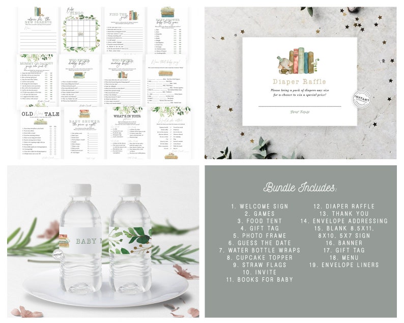 Vintage Storybook Straw Flags for Bridal Shower | Download Book Lover ...