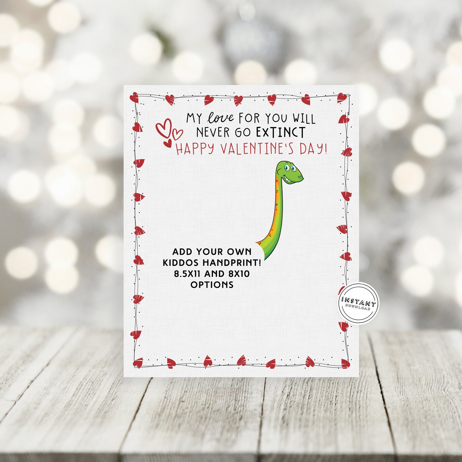 Dinosaur Valentine's Day 1 Handprint Keepsake Dino - Etsy