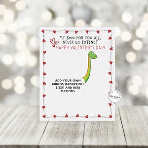 Dinosaur Valentine's Day 1 Handprint Keepsake | Dino Handprint Art ...
