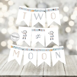 Light Blue Two the Moon Banner | Two the Moon Editable Banner | Space ...