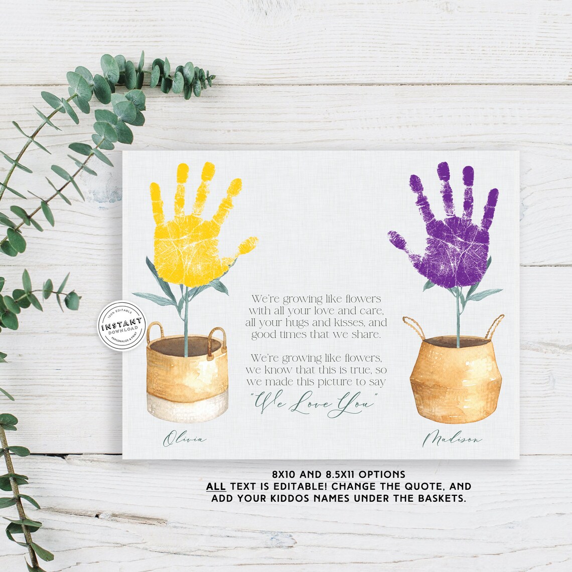 EDITABLE Were Growing Like Handprints Handprint Craft Thank - Etsy