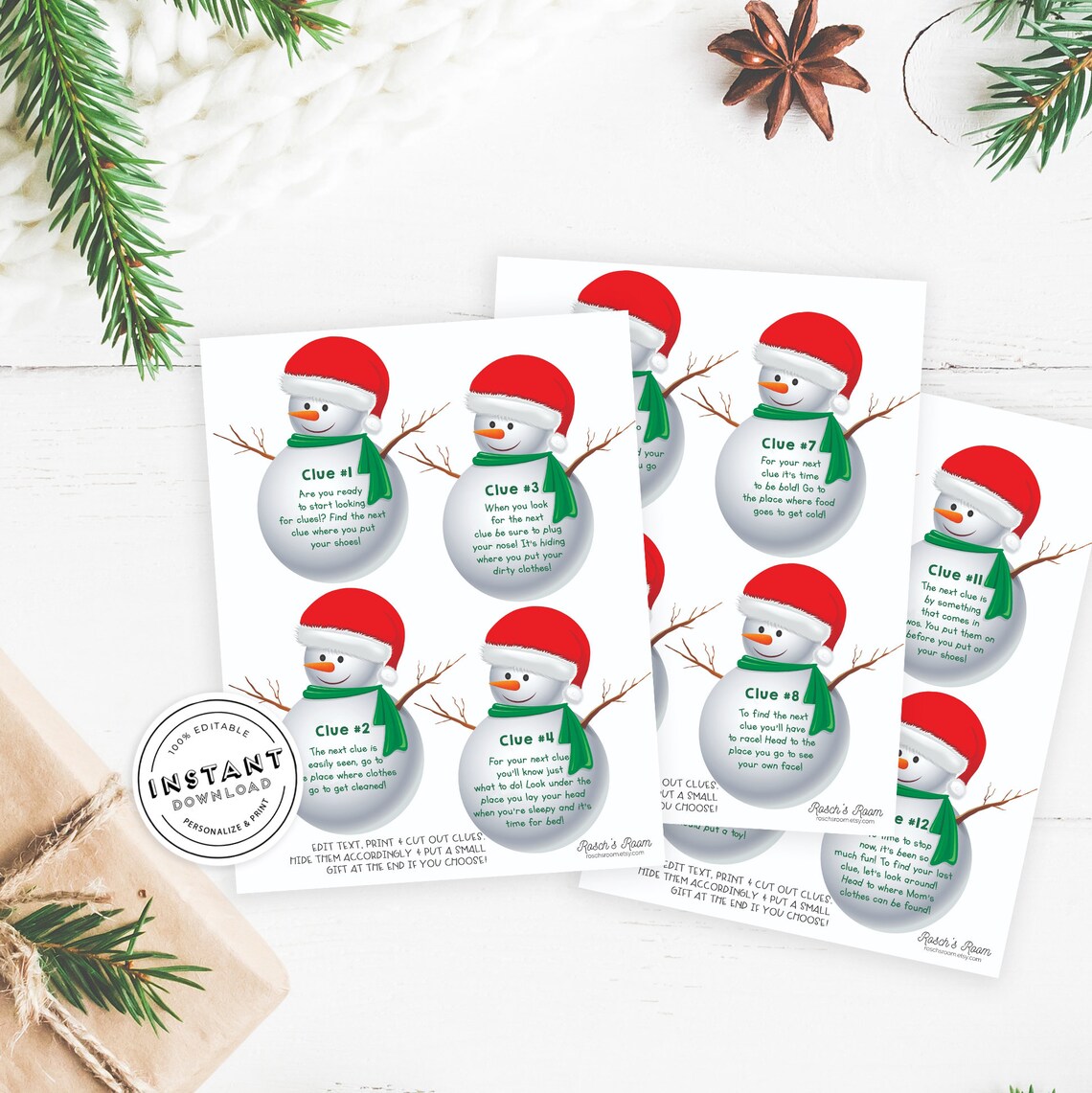 Snowman Scavenger Hunt for Kids at Home Holiday Treasure - Etsy