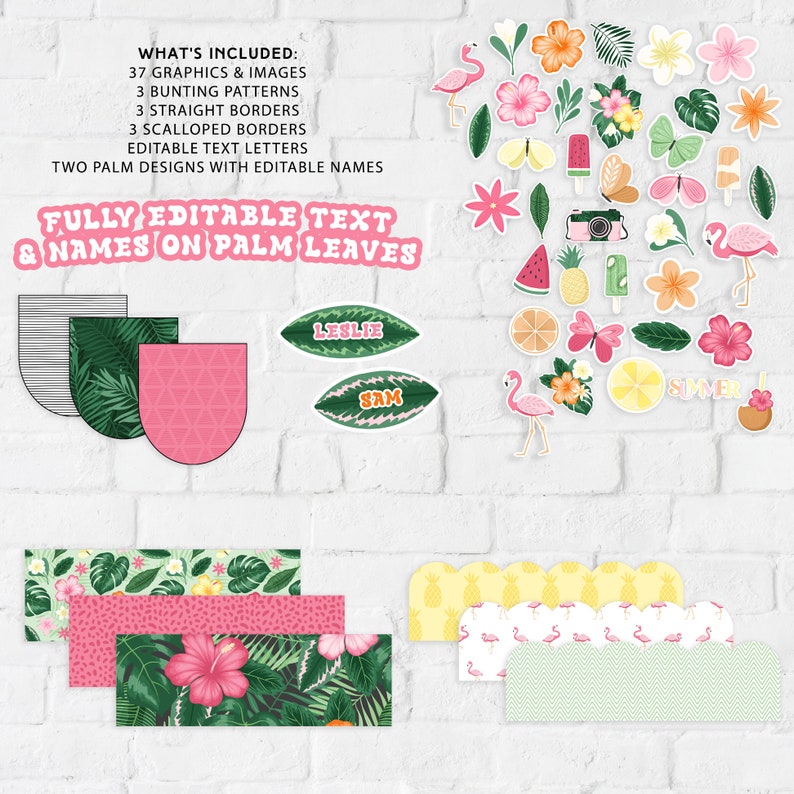 Tropic Summer Bulletin Board Kit Bulletin Board Borders, Decor Letters ...