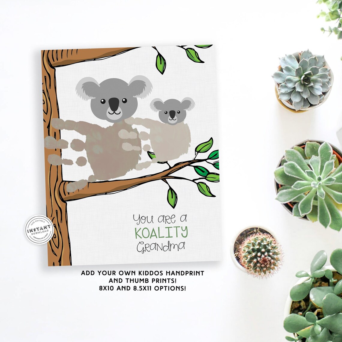 EDITABLE Quality Koala Handprint Craft Grandparent Handprint | Etsy