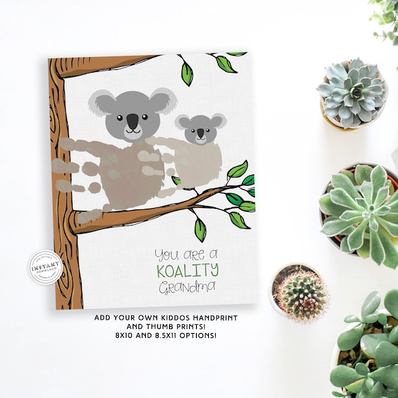 EDITABLE Quality Koala Handprint Craft Grandparent Handprint | Etsy