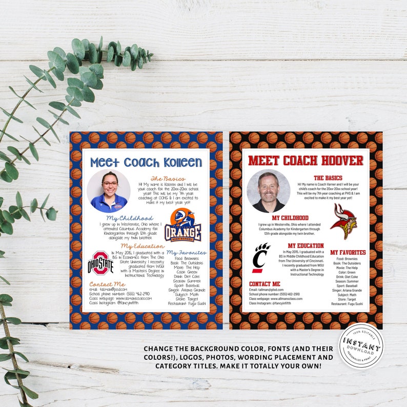 Meet the Coach Basketball Template Coach Introduction Form - Etsy