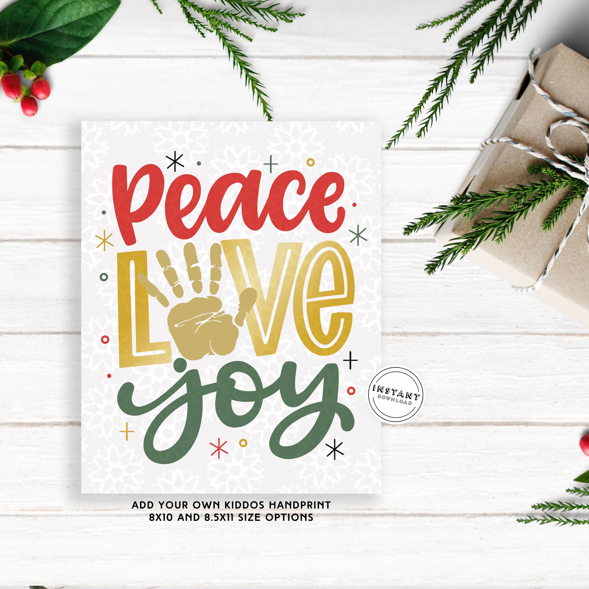 Peace Love Joy Handprint Craft Kids | Christmas Handprint Activity for ...