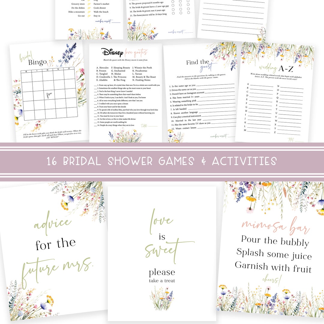 Wildflower Bridal Shower Games and Signs | Colorful Bridal Garden ...