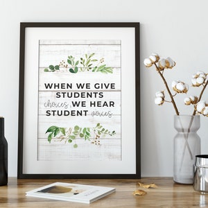 Student Voices Classroom Poster | Student Choices Art Print | DIY ...