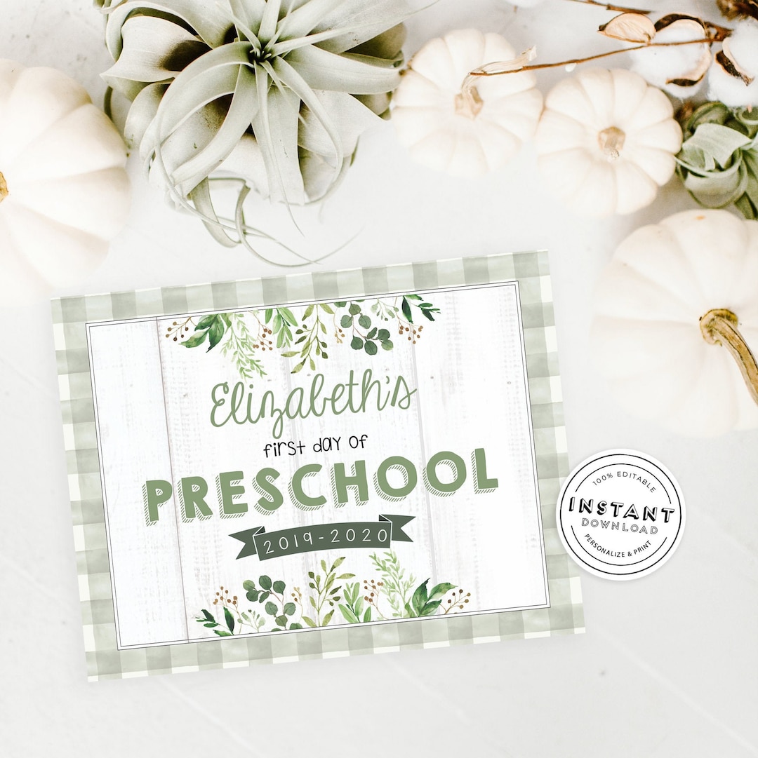 Farmhouse First Day of School Sign Printable | Download First Day ...