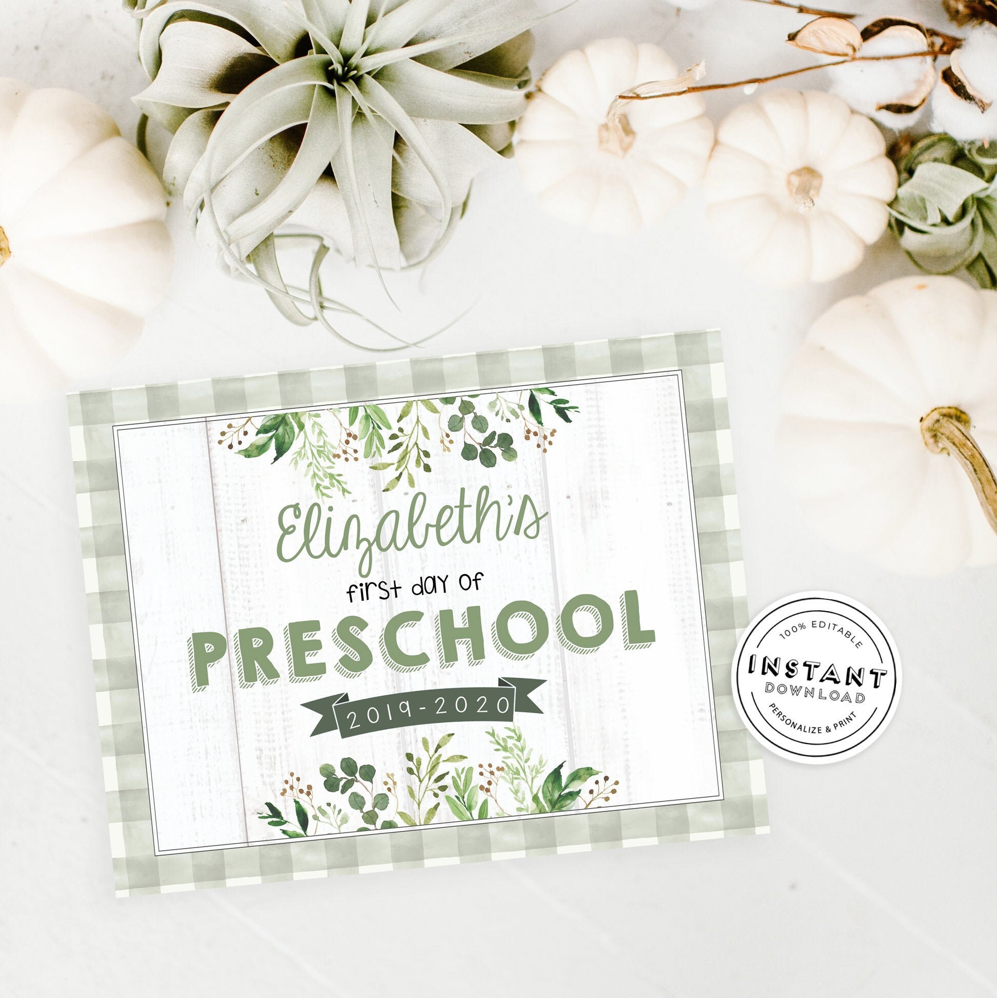 Farmhouse First Day of School Sign Printable Download First | Etsy