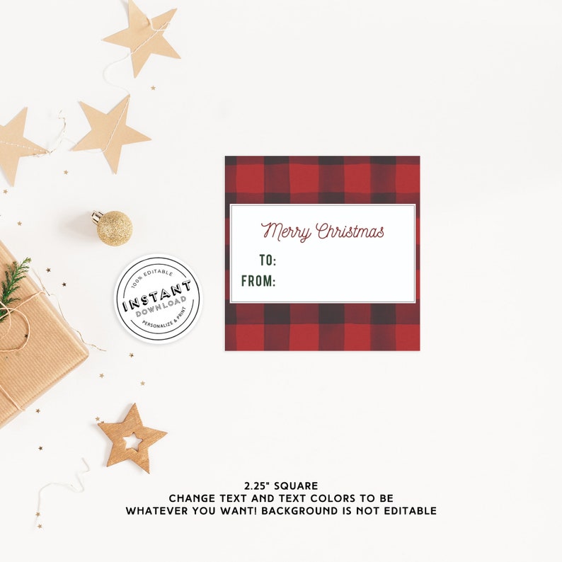 Buffalo Plaid Christmas Gift Tag DIY Holiday Gift Tags | Etsy