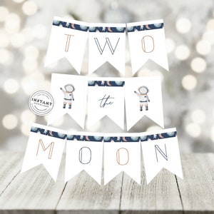 Two the Moon Birthday Bundle | 2nd Birthday Space Birthday Party Pack ...