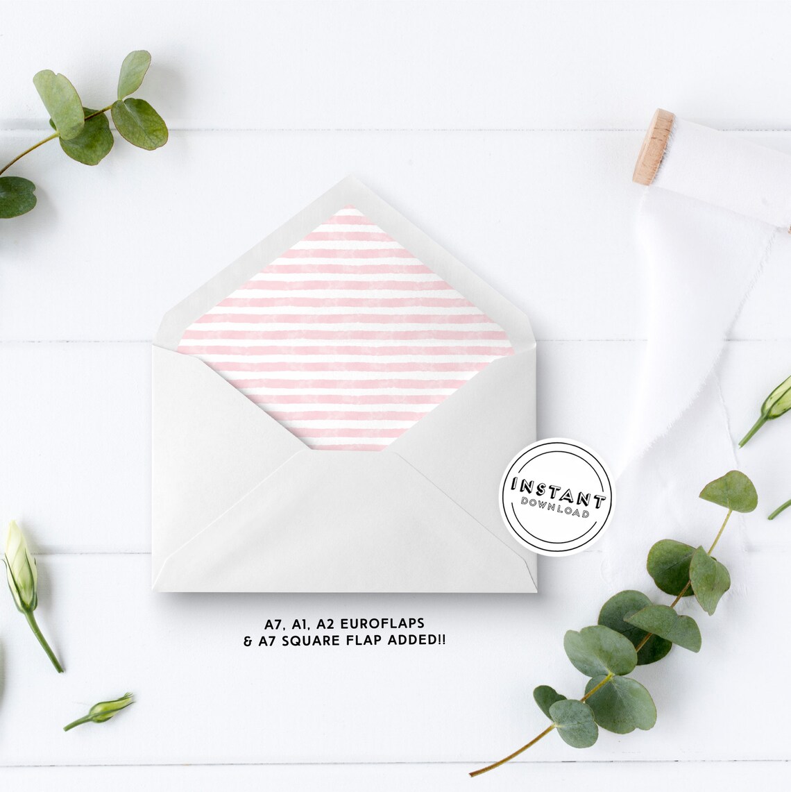 Pink Watercolor Stripes Envelope Liner Printable Template - Etsy