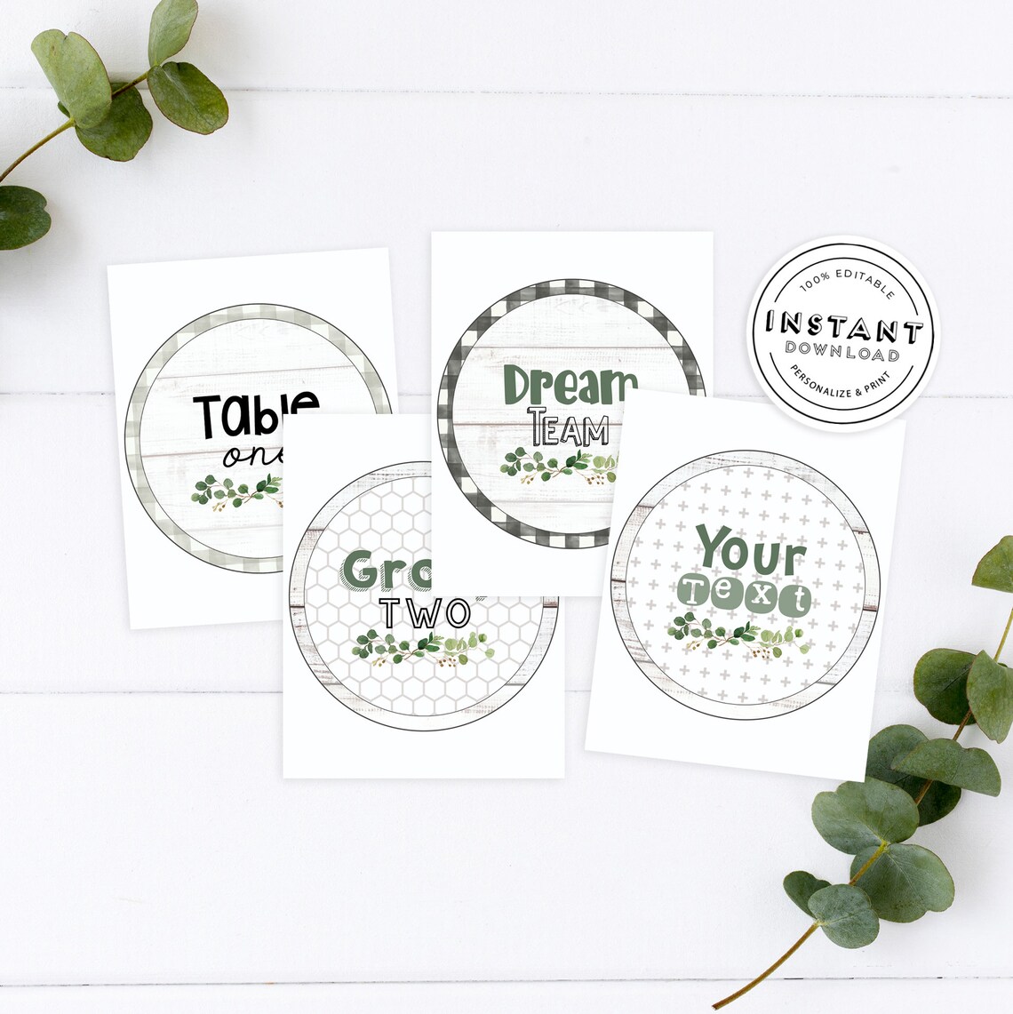 Set of 4 Farmhouse Classroom Table Numbers Editable | Etsy