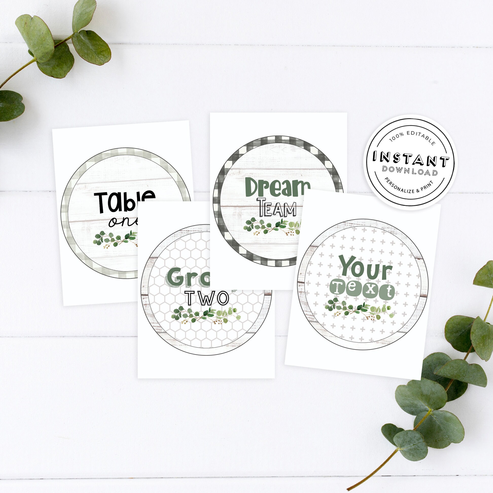 Set of 4 Farmhouse Classroom Table Numbers Editable - Etsy