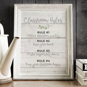 Classroom Rules Farmhouse Teacher Poster | Classroom Wall Art ...