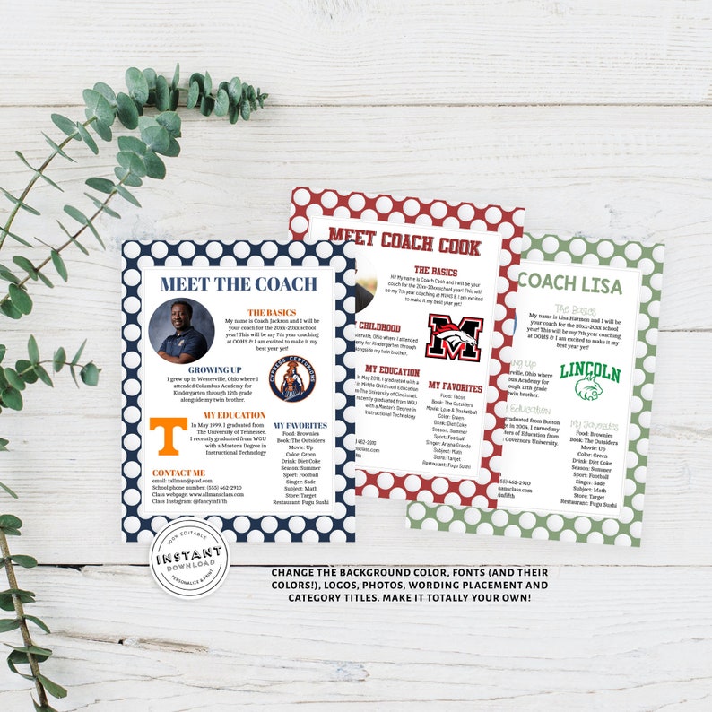 Meet the Coach Golf Template | Coach Introduction Form | Editable Meet ...