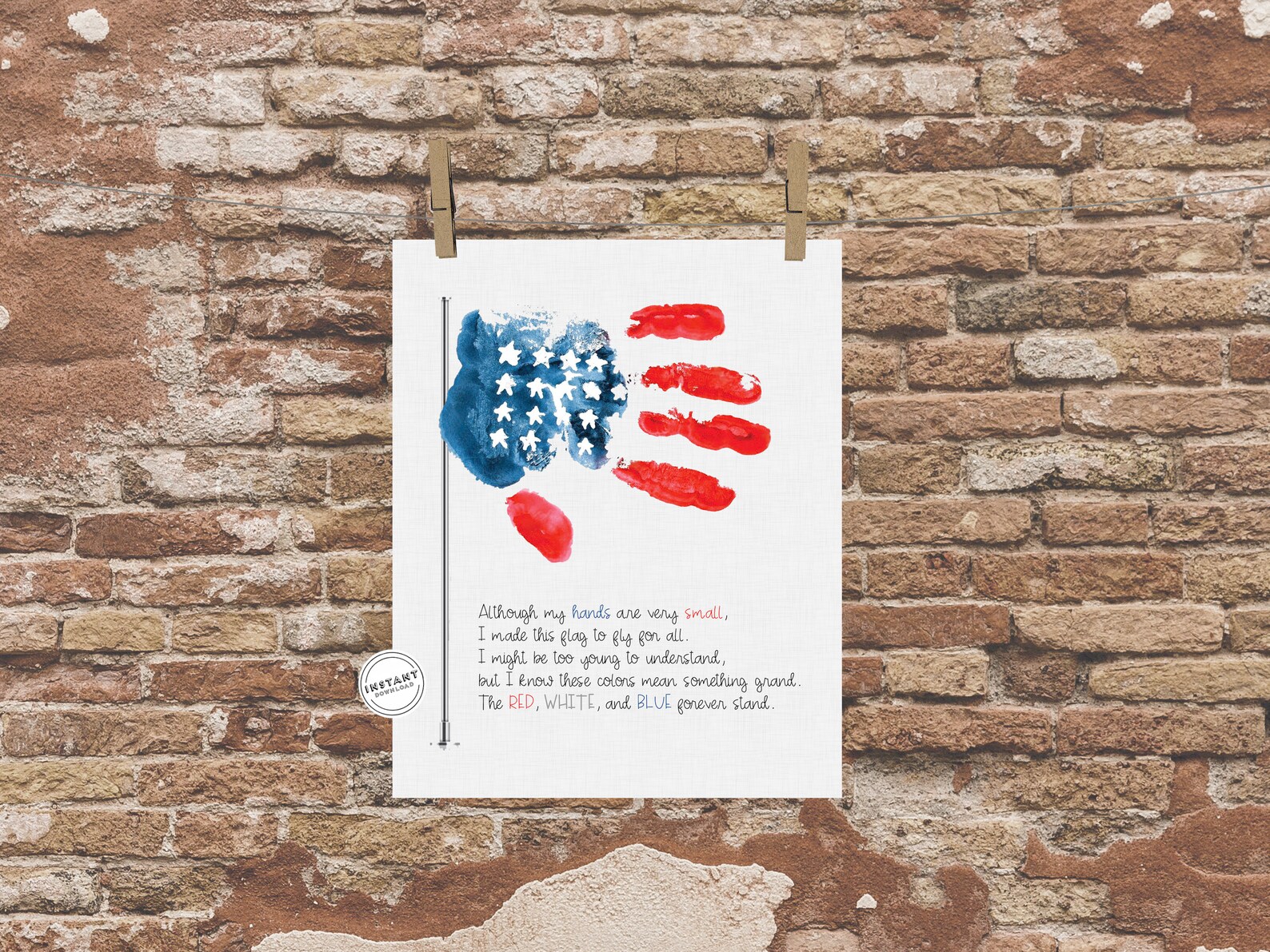 Flag Poem Handprint Craft 4th of July Flag Handprint Art - Etsy
