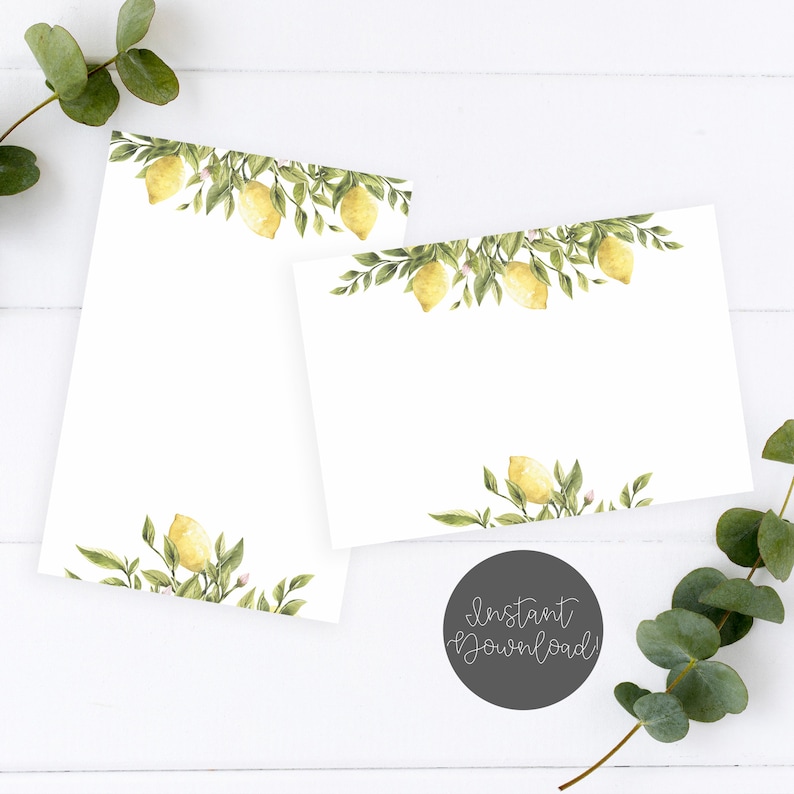 Lemon Bridal Shower Blank Cards 4x6 | Lemon Stationery | Lemon 4x6 ...