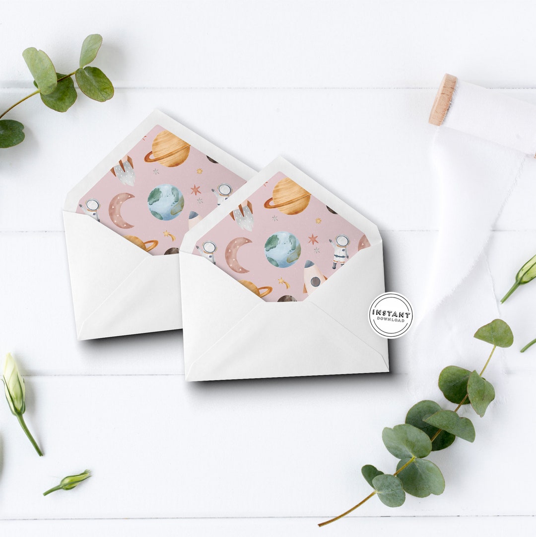 Pink Two the Moon A7 Envelope Liners | 5x7 Space Envelope Liners | DIY ...